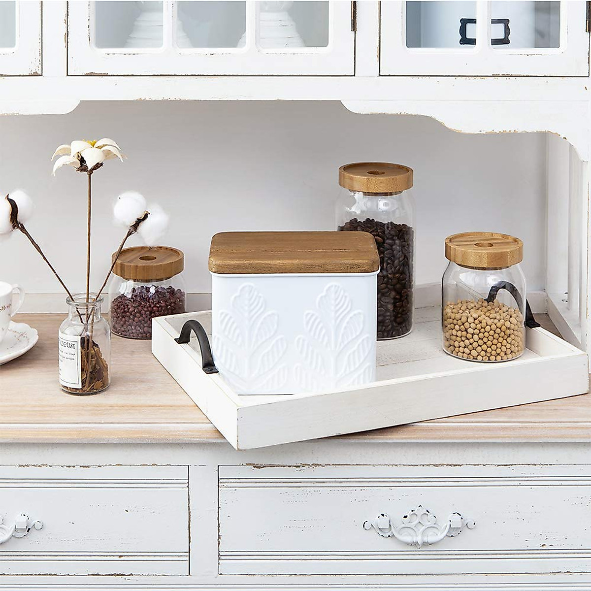 NIKKY HOME 4x6 Kitchen Metal Recipe Organization Box with Cards and Dividers, Plant Embossing Pattern