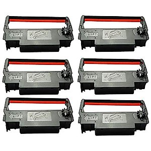 ERC 30 / 34 / 38 Ink Ribbon Cartridge Black and Red Compatible Epson TM 200, TMU 220, TMU230 Printers (6 Pack)
