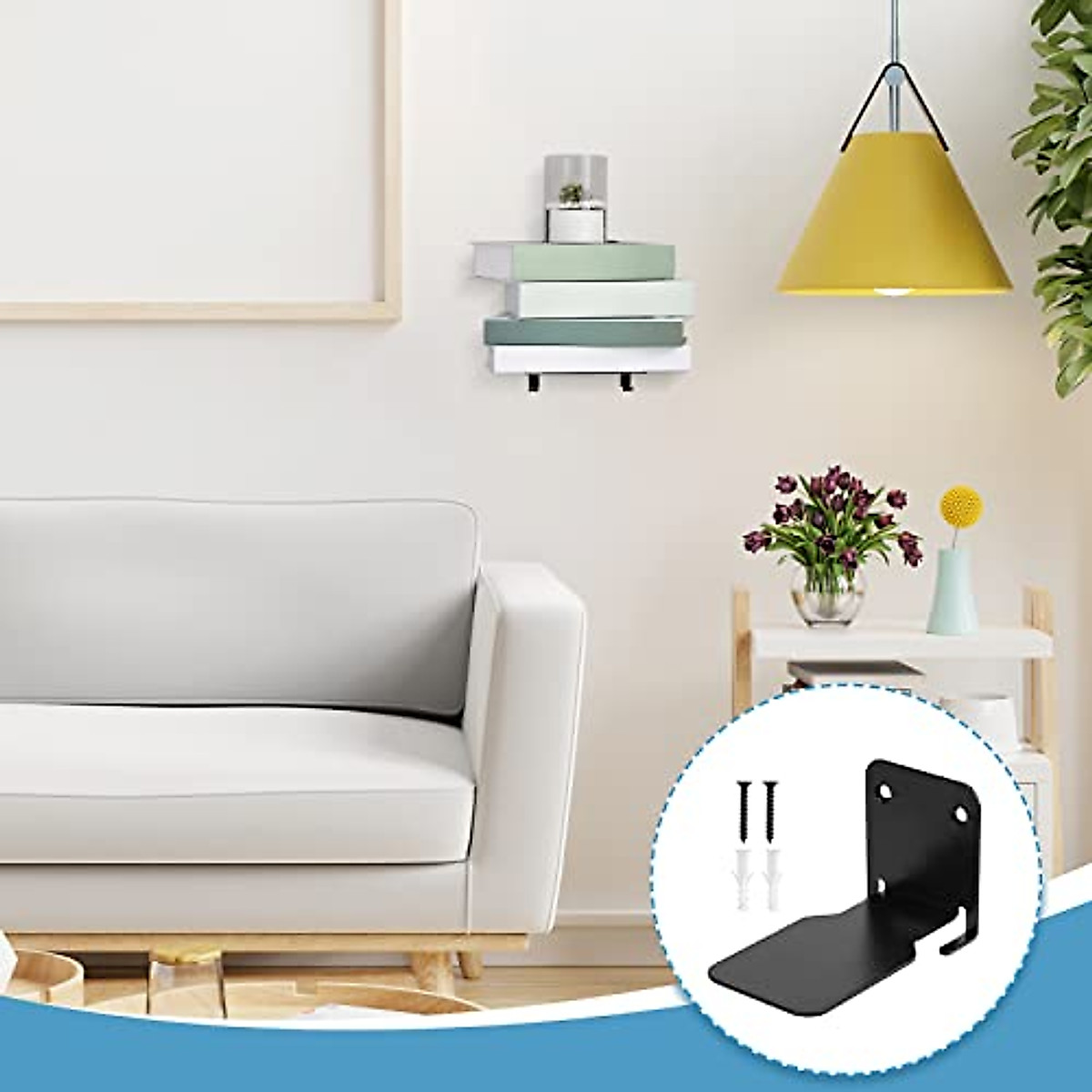 Milageto Heavy Duty Invisible Floating Bookshelf Multipurpose Bookcase Storage Magazine Book Organizer Wall Mounted for Living Room Office Home