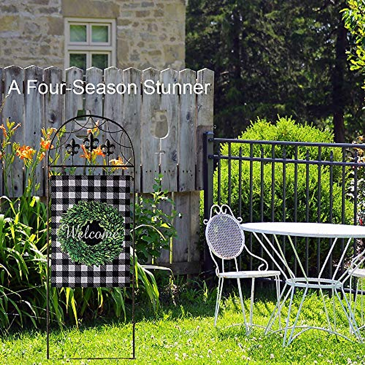 hogardeck Garden Flag Holder Stand - Metal Powder-Coated Garden Flag Arbor Weather-Proof Yard Flag Pole Garden Flag Stakes Outdoor Decor