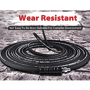 YAMATIC 3/8" Pressure Washer Hose 50FT Hot Water Power Washer Hose Max 212°F with Swivel Quick Connect, 4000 PSI Commercial Grade Steel Wire Braided & Synthetic Rubber Jacket, Kink Resistant