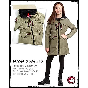 CANADA WEATHER GEAR Girls’ Winter Coat - Long Length Sherpa Lined Anorak Parka - Outerwear Jacket for Girls (7-16), Size 7/8, Sage