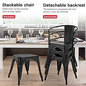 FDW Metal Dining Chairs Set of 4 Patio Chiar Indoor Outdoor Metal Chairs Kitchen Metal Chairs 18 Inch Seat Height Restaurant Chair 330LBS Weight Capacity Tolix Side Metal Stackable Bar Chairs