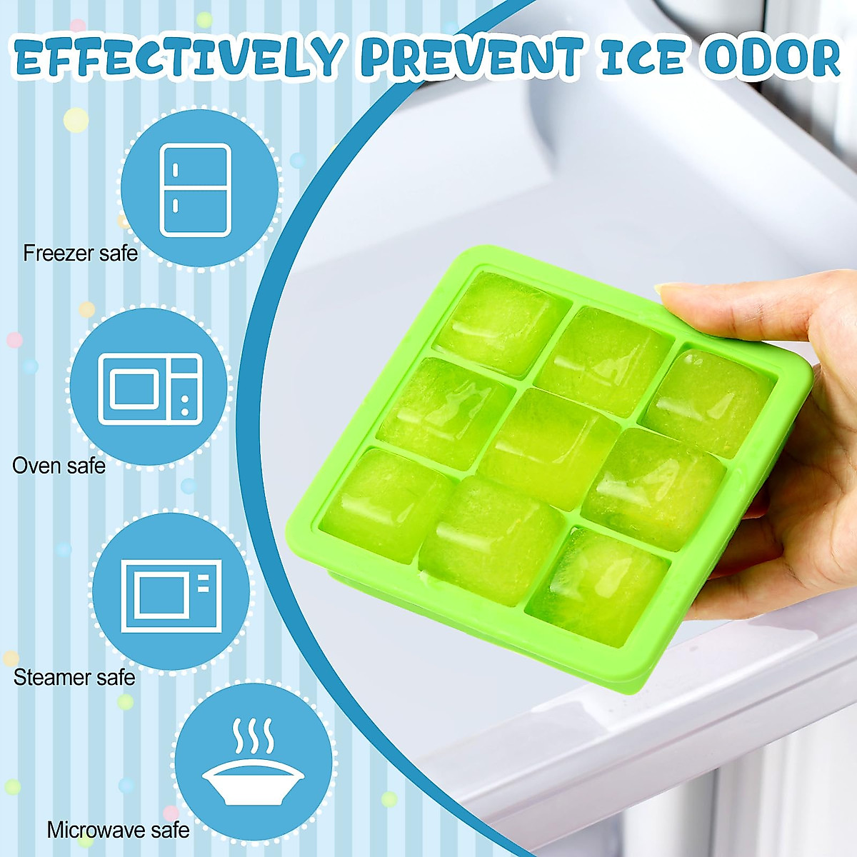 Hoolerry 4 Pcs Baby Food Storage Container Silicone Baby Food Freezer Tray with Clip on Lid, Baby Food Trays for Freezing for Freezing Baby Food Breast Milk Fruit Purees Vegetables
