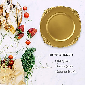 Leemxiiny Gold Charger Plates, 13" Elegant Plastic Set of 6 Chargers for Dinner Plates for Table Decoration, Wedding, Party, Thanksgiving, Christmas