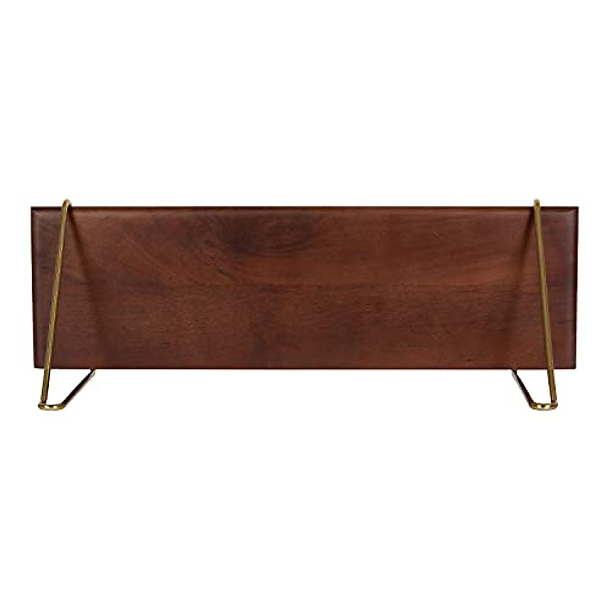 Kate and Laurel Palone Modern Wall Shelf, 24, Walnut and Gold, Minimal Transitional Shelf for Storage and Display