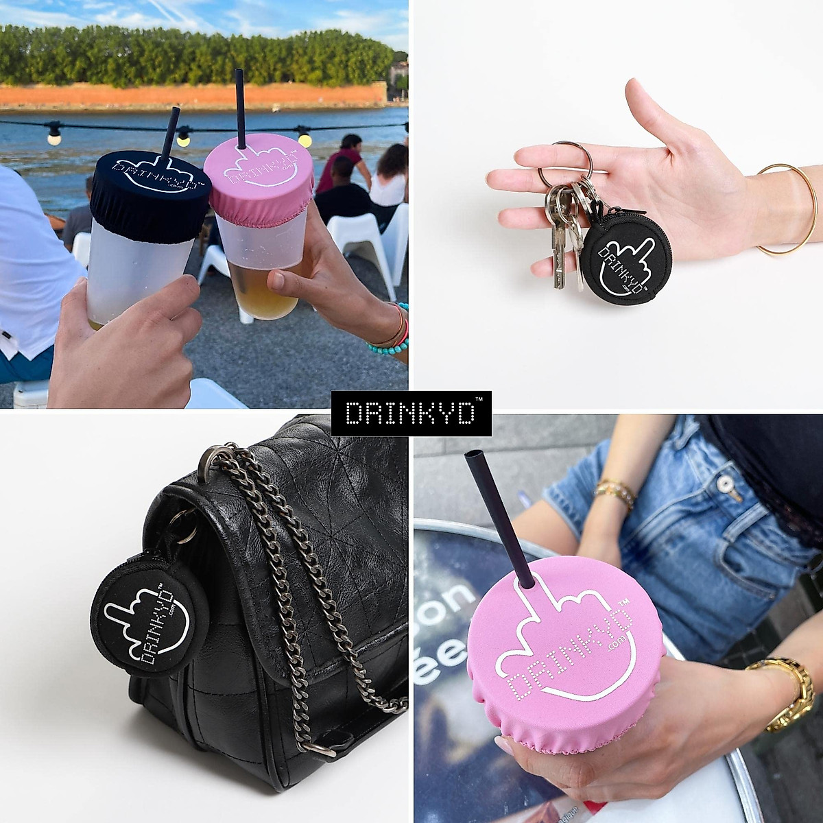 DRINKYD™ The Drink Cover for Alcohol Protection and Spiking Prevention - Washable & Reusable w/Keychain - PINK / 1 pack