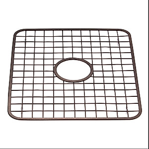 mDesign Modern Kitchen Sink Metal Dish Drying Rack/Mat with Center Drain Hole - Steel Wire Grid Design - Allows Wine Glasses, Mugs, Bowls and Dishes to Drain in Sink - 2 Pack - Bronze