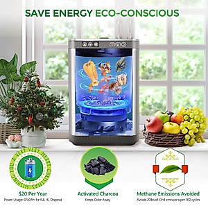 KEEPEEZ Electric Composter, 1-Gallon Largest Smart Waste Compost Bin Kitchen, Turn Waste into Natural Fertilizer 4-8h, Food Cycler Odorless,Detachable Carbon Filter, Kitchen Composter Energy Efficient