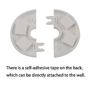 Rrina 4Pcs 0.67in/17mm White Plastic Wall Split Flange Round Escutcheon Plate Cover