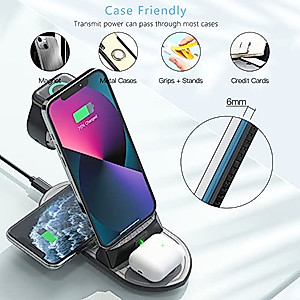 4 in 1 Wireless Charging Station, 20W Fast Wireless Charger for Multiple Devices Apple iWatch 7/SE/6/5/4/3/2 iPhone 13/13 Pro Max/13 Pro/12/11 AirPods Pro(with QC 3.0 Adapter)