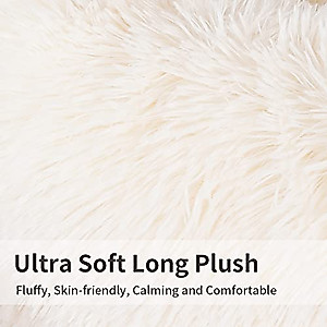 WELLYELO Small Calming Dog Bed Sofa Couch for Small Dogs and Cats - Fluffy Plush Mats for Furniture Protector With Washable Cover (30x26x5, White)