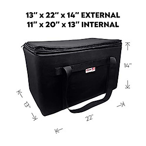 Sterno Trunk Buddy Insulated Leak Proof Organizer, Hot and Cold Food Bag for Groceries, Beverages and More, Black Cloth Exterior with Vinyl Liner, 13”L x 22”W x 14”H