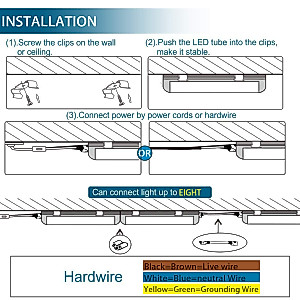 Barrina (Pack of 8) LED T5 Integrated Single Fixture, 4FT, 2200lm, 5000K, 20W, Utility Shop Light, Ceiling and Under Cabinet Light, ETL Listed, with Built-in ON/Off Switch