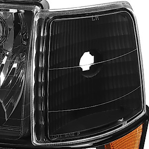 AKKON - For 92-96 Ford Bronco F150 F250 F350 OE Style Black Housing Headlights + Corner Signal Lights