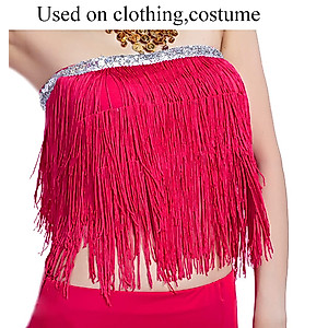 Lauthen.S 10 Yards of 6" Chainette Fringe Trim Tassel Sewing Trim for DIY Craft Latin Dress Lamp Shade Decoration (6 Inches x 10 Yards, Hot Pink)