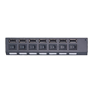 CUJUX USB Power Adapter 7 Port Multiple Expander 2.0 USB Hub with Switch for PC Multi-Interface (Color : Black)