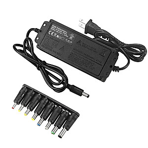 Universal Adjustable AC/DC Switching Power Adapter,AC to DC Power Supply Adapter 3-12v 5A Switching Adjustable Output with Multiple Tips,Black