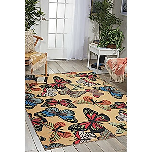 Nourison Home & Garden Indoor/Outdoor Yellow 5'3" x 7'5" Area-Rug, Easy washing, Non Shedding, Bed Room, Living Room, Dining Room, Kitchen (5x7)
