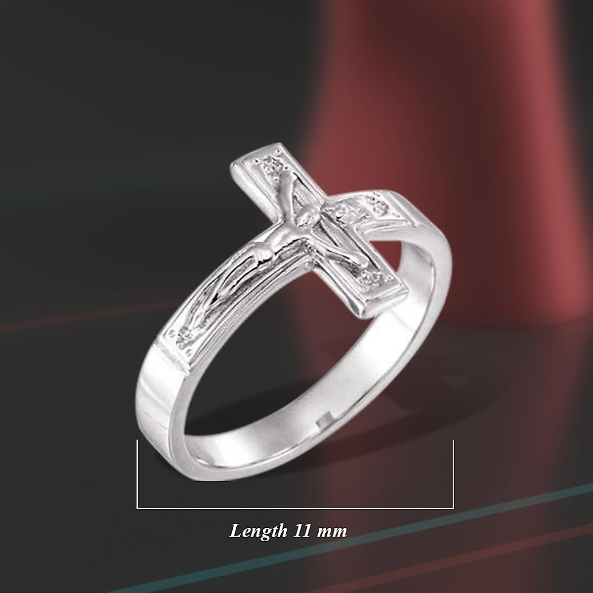 Diamond2Deal 925 Sterling Silver Crucifix Cross Ring Size 8
