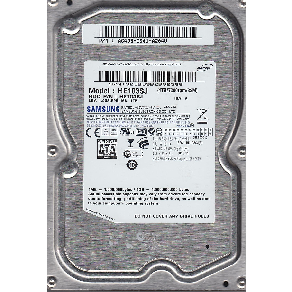 SpinPoint F3R HE103SJ 1 TB Internal Hard Drive