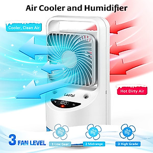 Rechargeable Portable Air Conditioner Fan, Evaporative Mini Air Conditioner with 3 Speeds 7 Colors, Portable Desk Cooler Fan with Aromatherapy for Window, Room, Home and Office