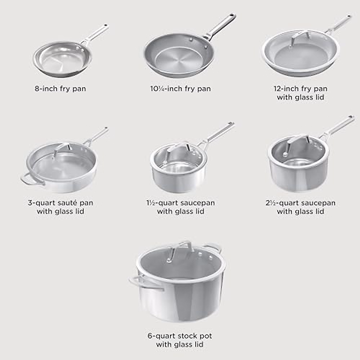 Ninja EverClad Stainless Steel Cookware 12 Piece Pots & Pans Set, All Stovetops & Induction, Oven Safe to 600°F, Tri-Ply Commercial-Grade, C99012