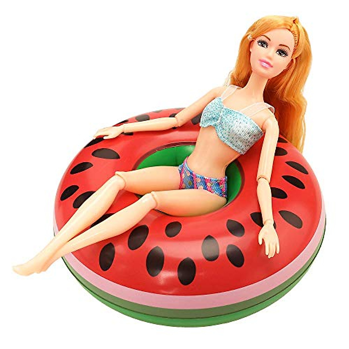 Pool Floaties for Girl Dolls, Fun Swimming Pool Party Ring Inflatable Drink Holder for11.5 inch Dolls Pool Toys
