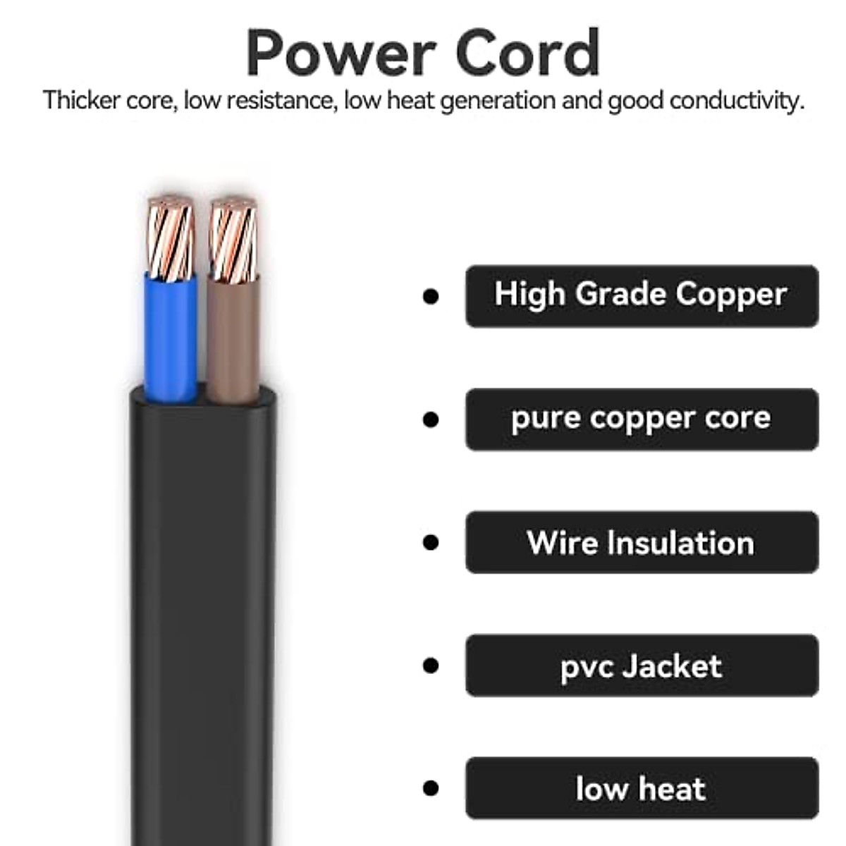 AC Power Cord for Sony PS3 PS4 PS5, Xbox One S, Xbox One X, Xbox Series X/S Power Supply Cable Replacement 2 Prong AC Power Cord 6Ft