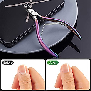 Cuticle Trimmer Cuticle Nippers Clippers Stainless Steel Hangnail Remover Extremely Sharp Cutter Pedicure Manicure Tool, opove X7 Rainbow Gradient