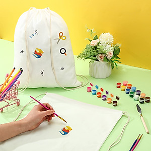 Saintrygo 60 Pcs Tie Dye Cotton Drawstring Bags Drawstring Tote Backpack Items to Tie Dye DIY Birthday Party Favor Bags