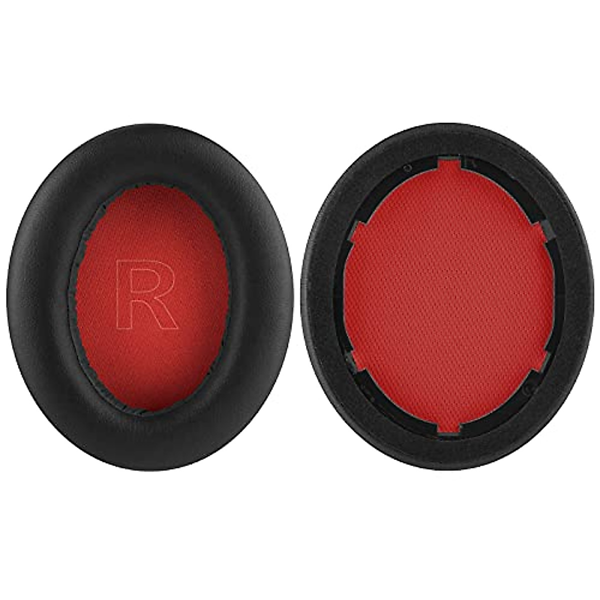 Geekria QuickFit Protein Leather Replacement Ear Pads for Anker Soundcore Life Q10, Q10 BT Headphones Earpads, Headset Ear Cushion Repair Parts (Black/Red)