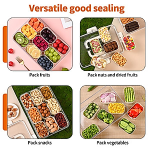 EUGRSHL Divided Serving Tray with Lid and Handle, Fresh Food Storage Container Organizer for Fruits, Vegetables, Salads, Meal Prep (White)