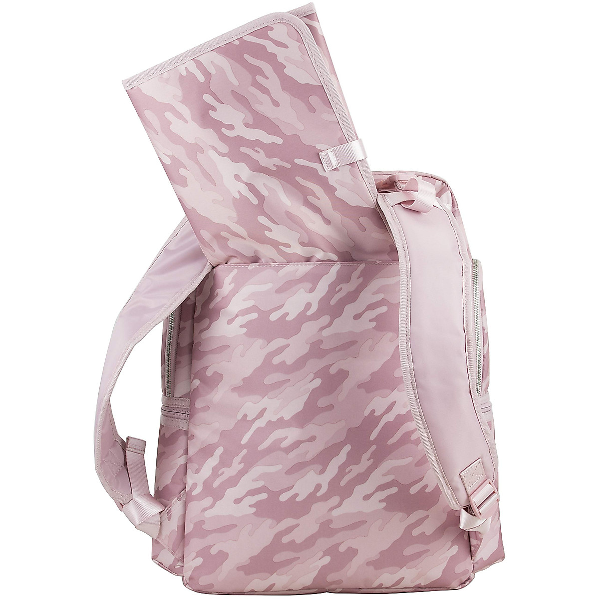 BODHI Baby Waterproof Multi-Function Travel Essentials Baby Tote Diaper Bag Backpack Changing Pad, Stroller Straps for Parents, Unisex, Pink Fluid Camo
