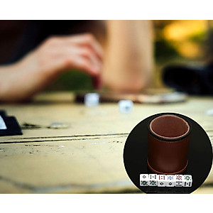 Leatherette Dice Cup and 6 White Dices Felt-Lined Quiet Shaker for Yahtzee/Farkle/Liars Dice Game