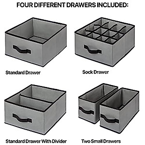 6-Shelf Hanging Closet Organizer With 4 Drawers - 6 Hanging Closet Shelves and 4pcs Removable Closet Drawers For Better Closet Organization - Bedroom, RV Wardrobe, Dorm Room, Baby Nursery Essentials