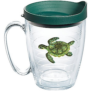 Tervis Green Turtle Insulated Tumbler with Emblem and Hunter Lid, 16oz Mug, Clear