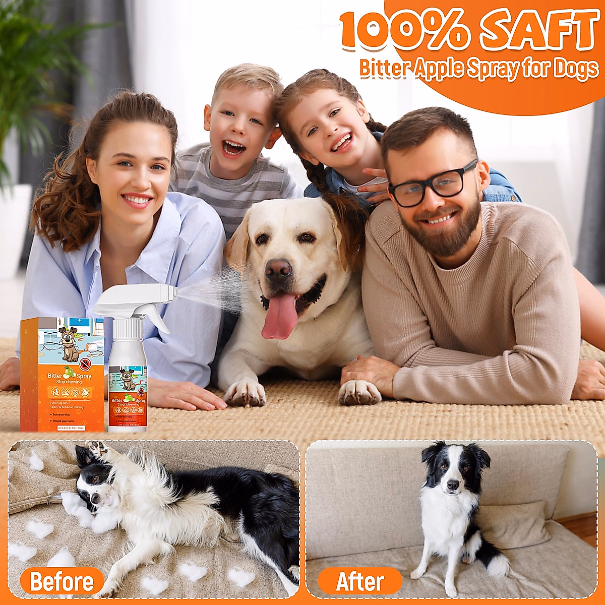JARMAPOZ Bitter Apple Spray for Dogs to Stop Chewing, Anti Chew Behavior Training Aid for Dogs and Cats, Bitter Yuck Spray for Dogs Prevent Chewing Licking of Bandages, Paws, Shoes, Fur and Furniture