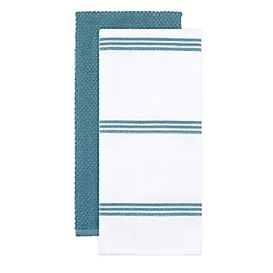 Kitchen Towels Dishcloths Oven Mitts and Pot Holders Set of 9, Oeko-Tex 100% Cotton Terry Dish Towels & Dish Cloths, Non-Slip Silicone, Blue