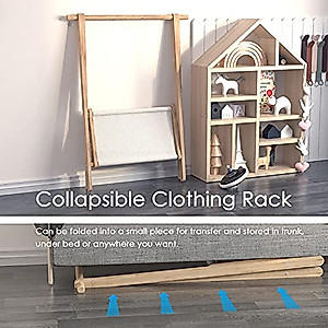 VOGUSLAND Dress up Rack, Child Garment Rack, Kids Clothing Rack with Storage Shelf (Natural Beech, 29.5" L x 14.5" W x 40" H)