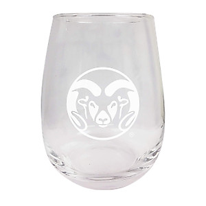 R and R Imports Colorado State Rams Etched Stemless Wine Glass 15 oz 2-Pack Officially Licensed Collegiate Product