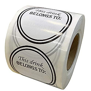 Drink Markers This Drink Belongs to Stickers - Wine Glass Identification Tags - 500 Drink Stickers Cup Reusable Stickers for Wine Tasting Party Supplies, 2 inches Diameter (White)