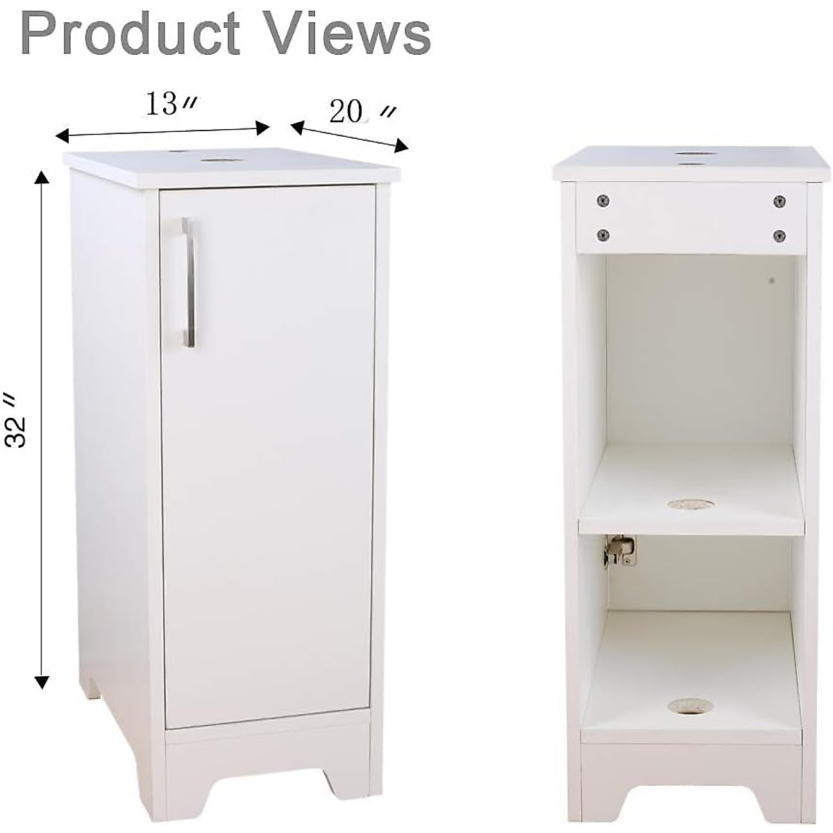 U-Eway 13 inch White Bathroom Vanity and Sink Combo,Artistic Tempered Glass Vessel Sink Combo with Faucet & Solid Brass Pop Up Drain,Single Small Bath