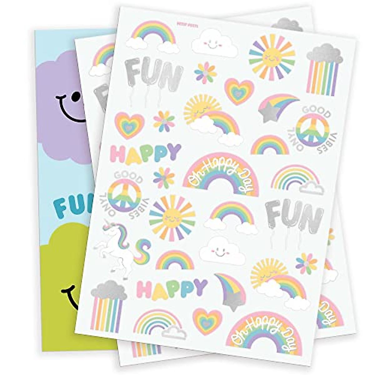 xo, Fetti Rainbow Temporary Tattoos - 46 Glitter Styles | Unicorn Birthday Party Supplies, Oh Happy Day Baby Shower, Magical Party Favors