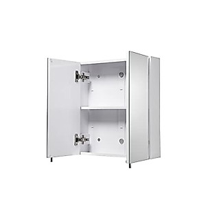 Croydex Dawley Double Door, Surface Mount Flexi-Fix Easy Hanging System Medicine Cabinet, 24 in (W) x 26 in (H), White Steel