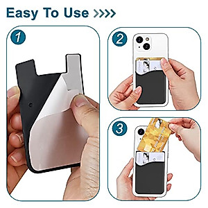 SHANSHUI 5 Pack Phone Card Holder, Premium Silicone Phone Wallet Credit Card Holder Strong Sticker Phone Pocket Holder Stick on Compatible for iPhone and All Smartphones