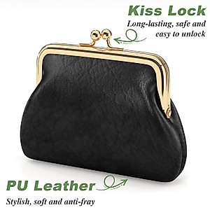 Coin Purse, Small PU Leather Change Purse, Coin Purse Wallet with Clasp, Car Coin Holder Pouch for Woman Men Kids Girls (Black)