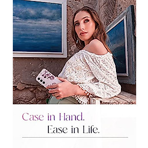 GUOVLIN for Samsung Galaxy S23 Case 6.1", with [Screen Protector+Camera Lens Protector] Flower Shockproof Hard Back&Soft Edge Clear Floral Women Bumper Protective Phone Cover, 2023 (Alluring Purple)