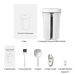evacu Automatic Vacuum Coffee Canister & Food Storage Container,One-Button Operation Coffee Containers for Coffee Beans,Smart Detection of Vacuum Environment Inside the Canister to Keep Food Fresh-1L