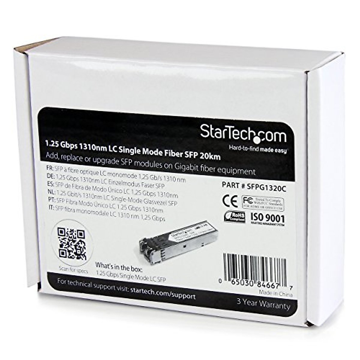 StarTech.com Cisco GLC-LH-SMD Compatible SFP Module - 1000BASE-LH - 1GbE Single Mode Fiber SMF Optic Transceiver - 1GE Gigabit Ethernet SFP - LC 20km - 1310nm - DDM Cisco Firepower (SFPG1320C)